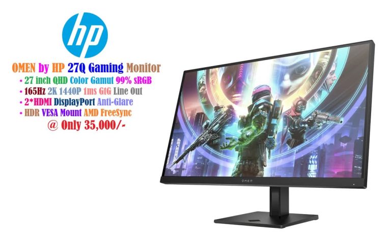 HP OMEN 27Q Gaming Monitor 27' QHD Color Gamut 99% sRGB 165Hz 1440P 1ms ...