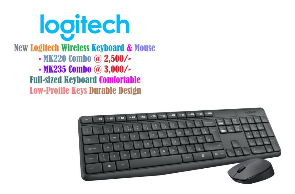 Logitech MK235 Wireless Keyboard Mouse Low-Profile Keys Full-sized ...